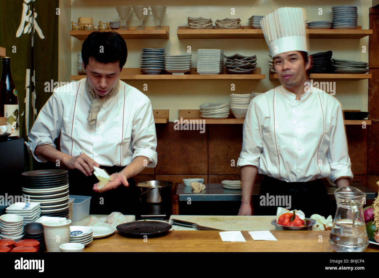 PARIS, France - Interior Modern Japanese Restaurant, Portrait Chefs ...
