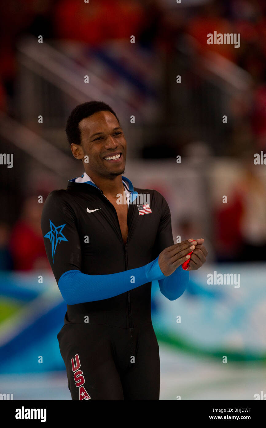 Shani Davis (USA) after winning the gold medal in the 1000m Speed ...