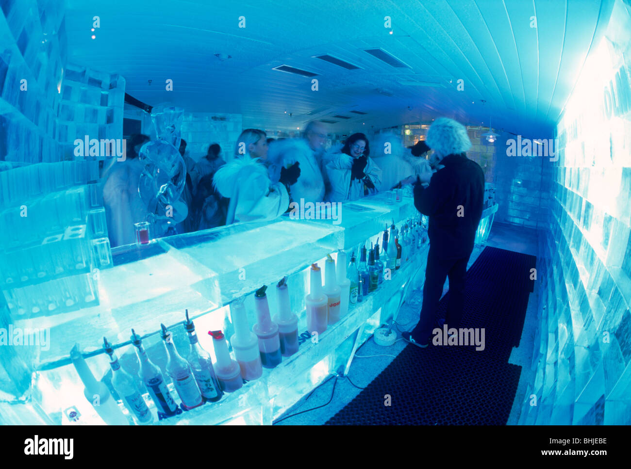 Having cocktails at Ice Bar in Nordic Sea Hotel in Stockholm Stock ...