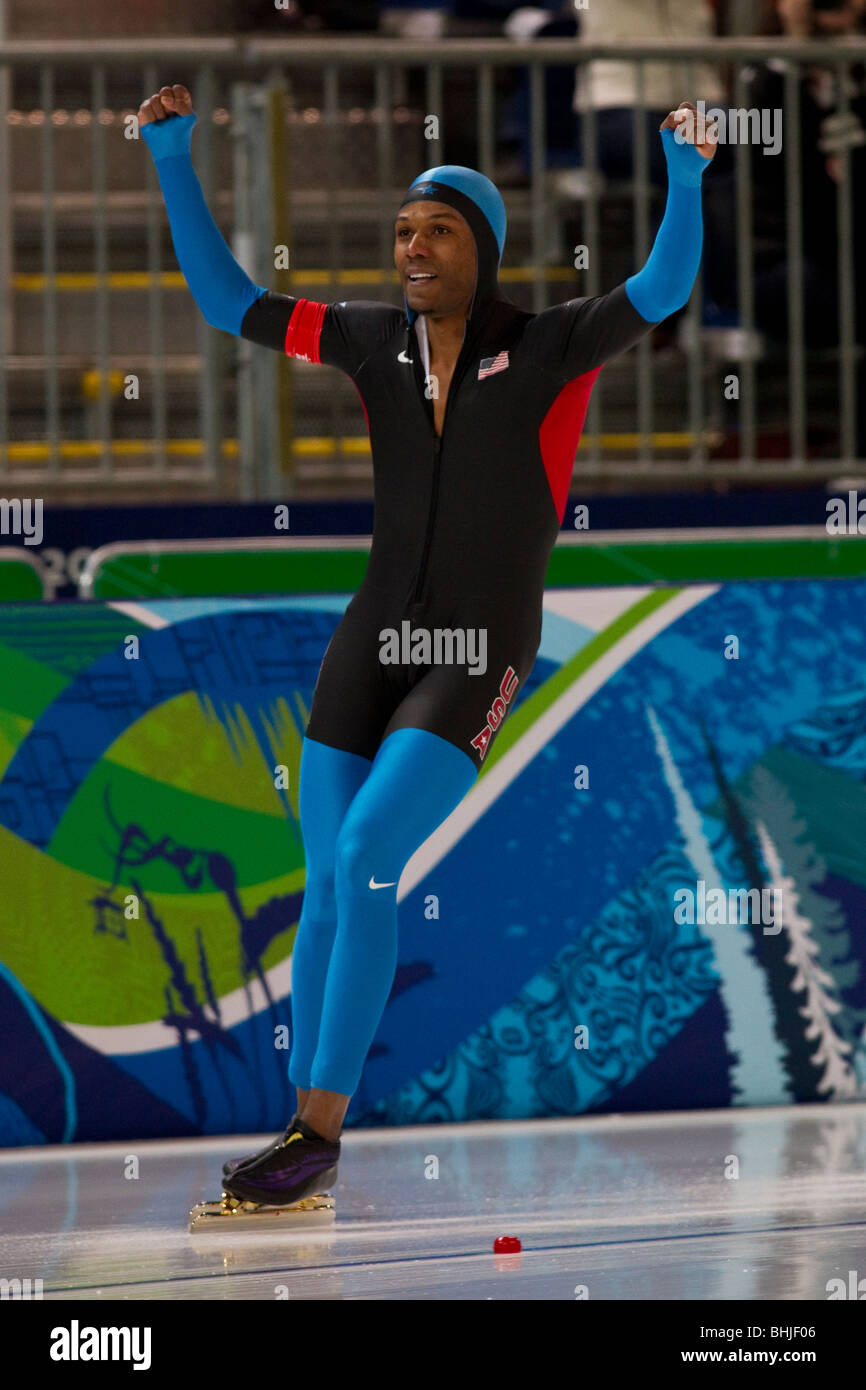 Shani Davis (USA) after winning the gold medal in the 1000m Speed ...