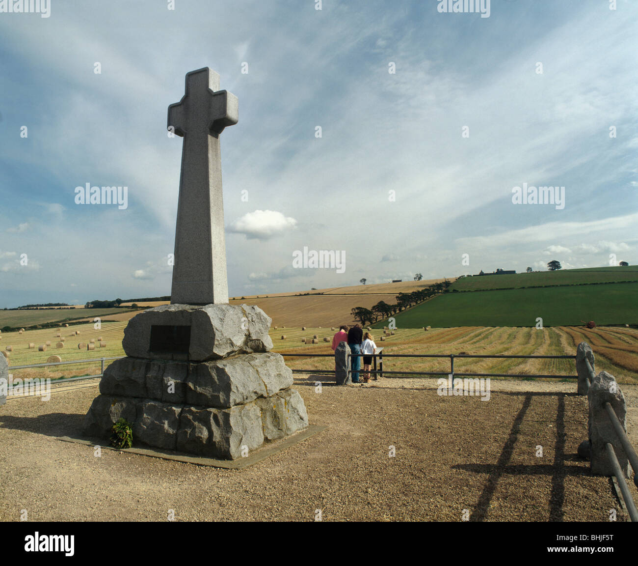 Memorial cross at Flodden Field, site of Battle of Flodden 1513 ...