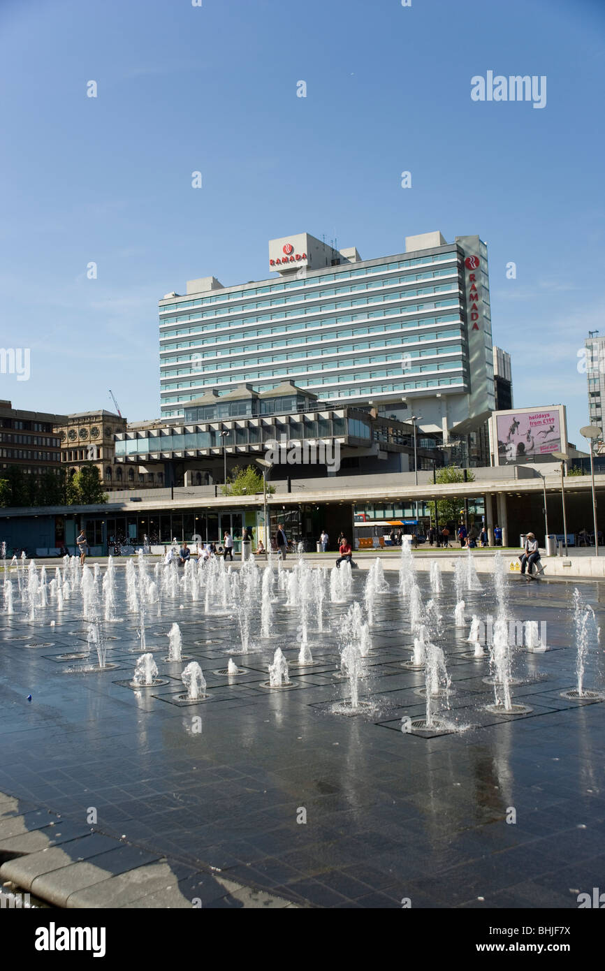 The Ramada hotel and Piccadilly Gardens in Manchester Stock Photo - Alamy