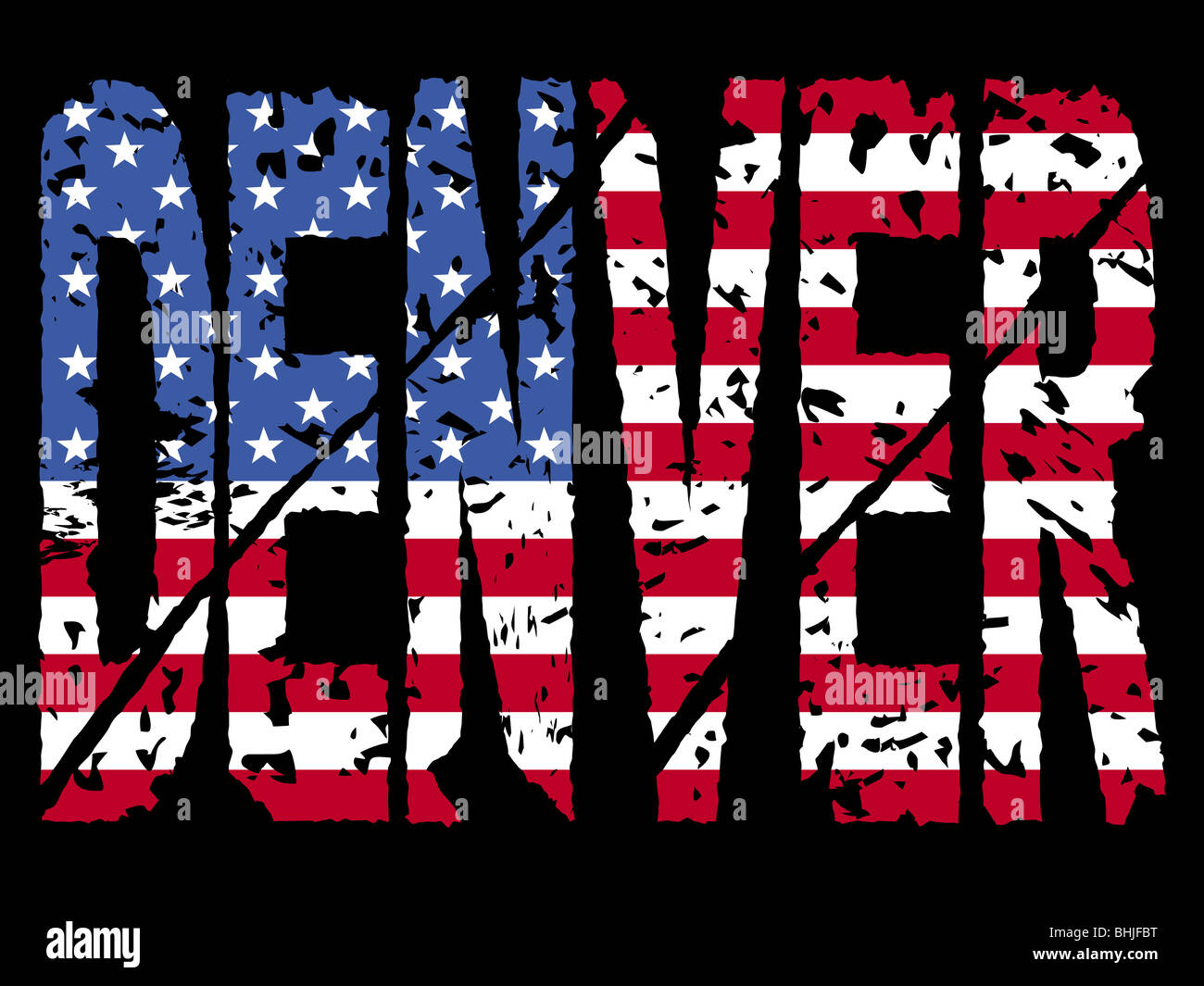 grunge Denver text with American flag illustration Stock Photo - Alamy