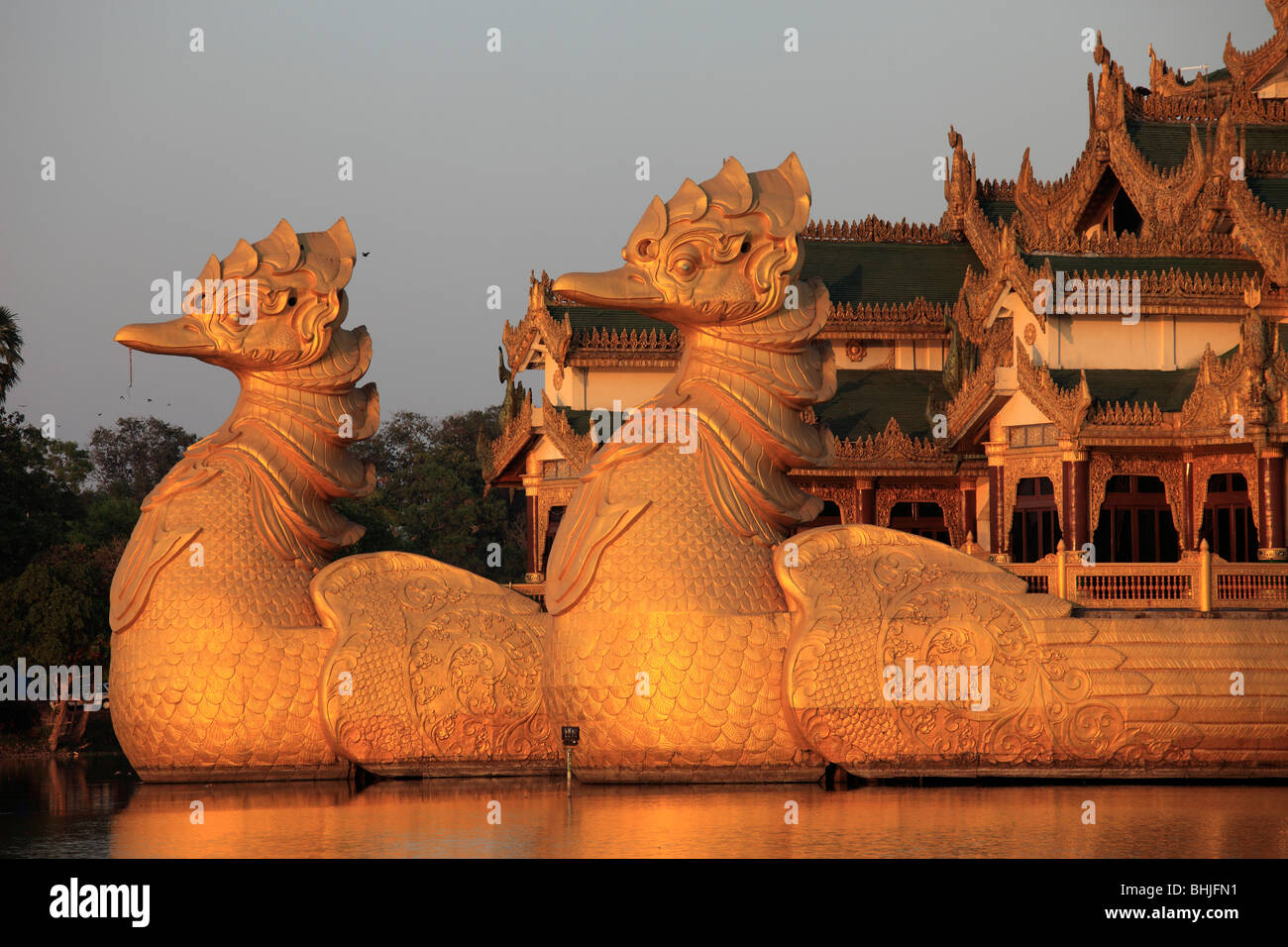Myanmar, Burma, Yangon, Rangoon, Karaweik Hall Stock Photo - Alamy