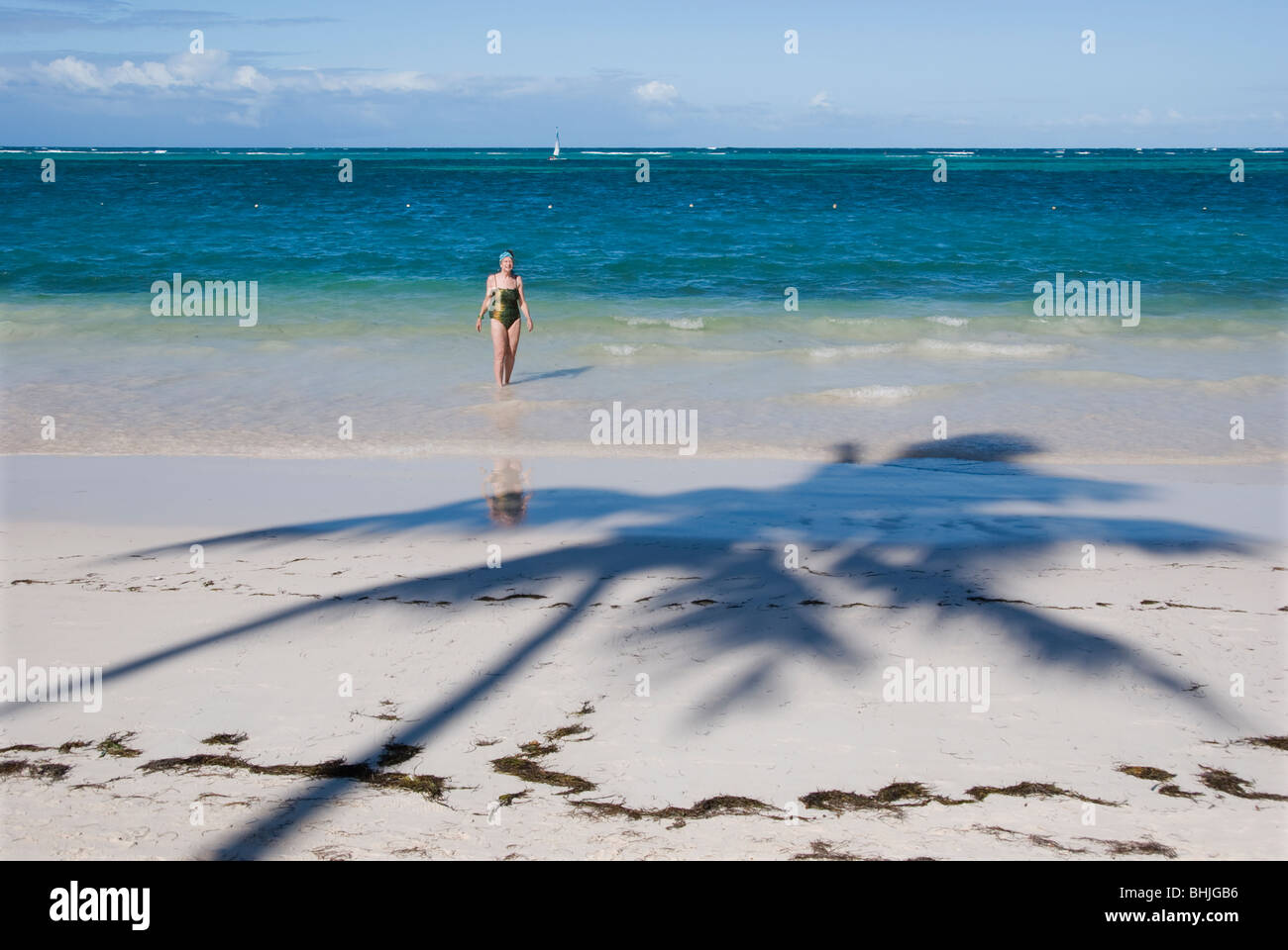 Bather, sea in background Stock Photo - Alamy