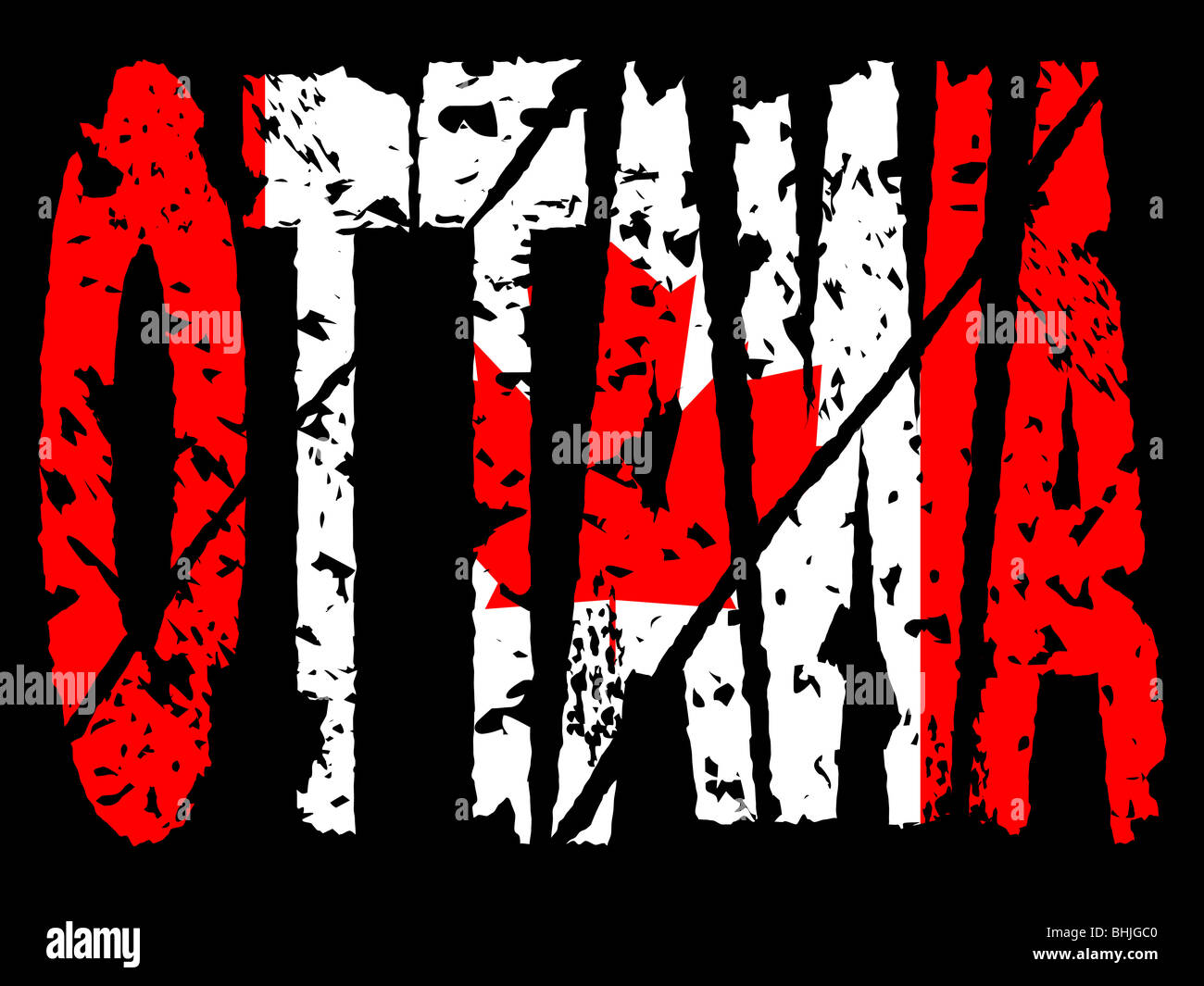 grunge Ottawa text with Canadian flag illustration Stock Photo - Alamy