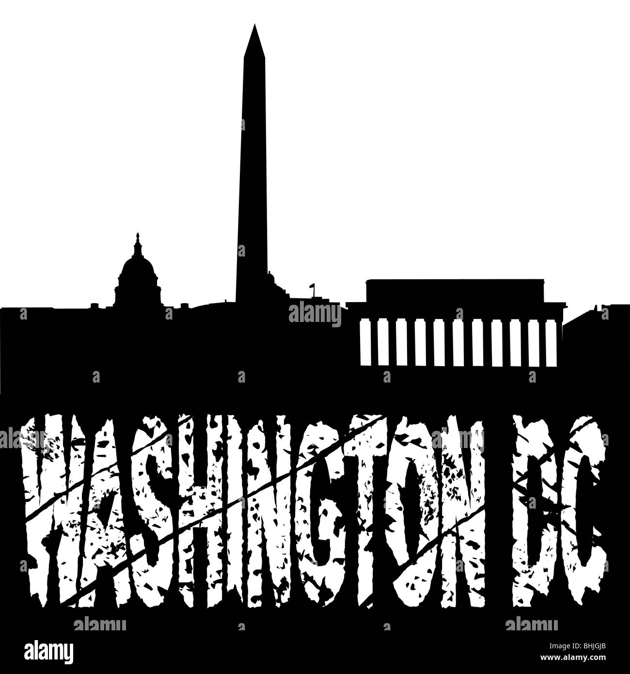 Grunge Washington DC text with skyline illustration Stock Photo - Alamy