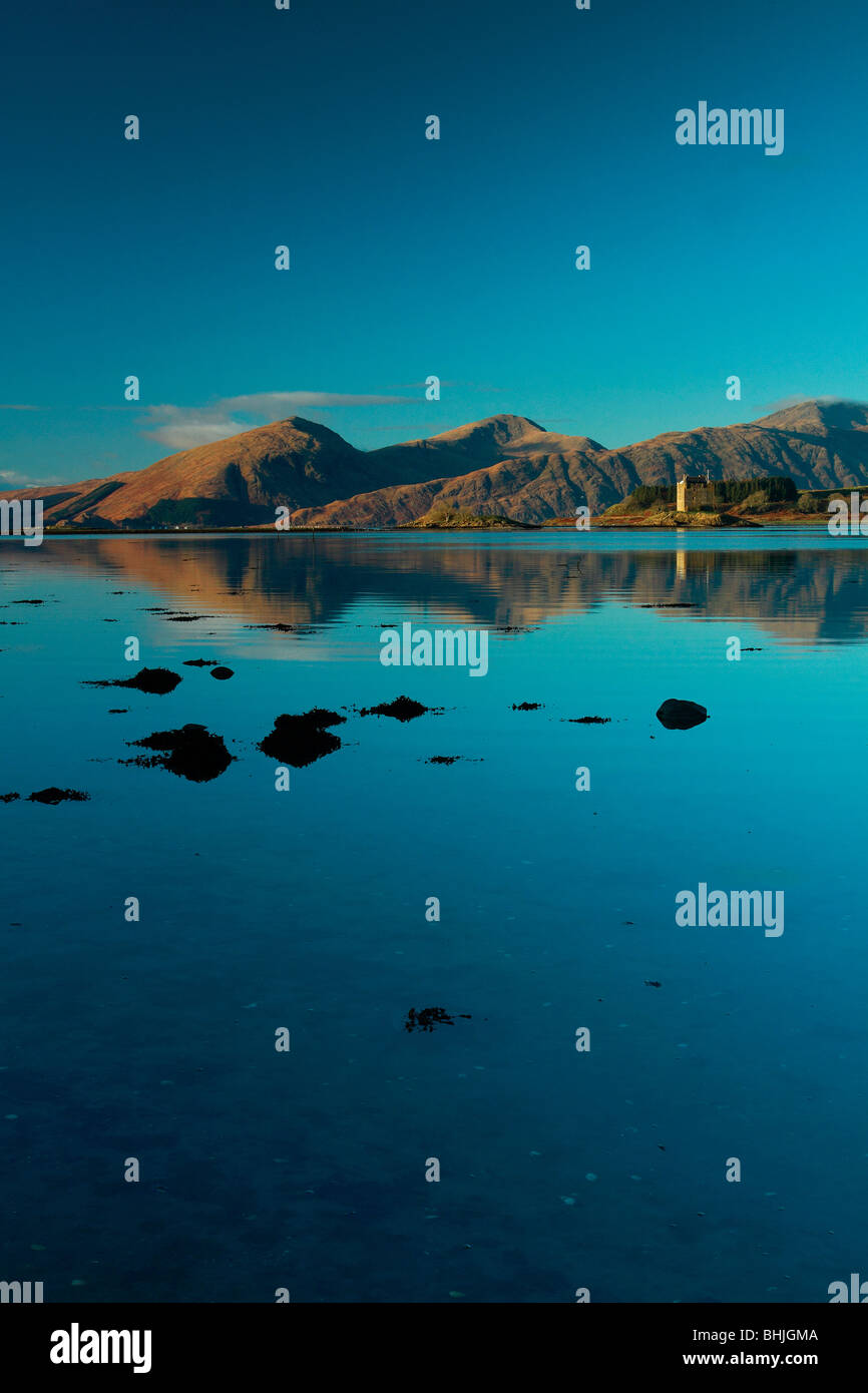 Castle Stalker and Loch Linnhe with the Morvern Mountains beyond from ...
