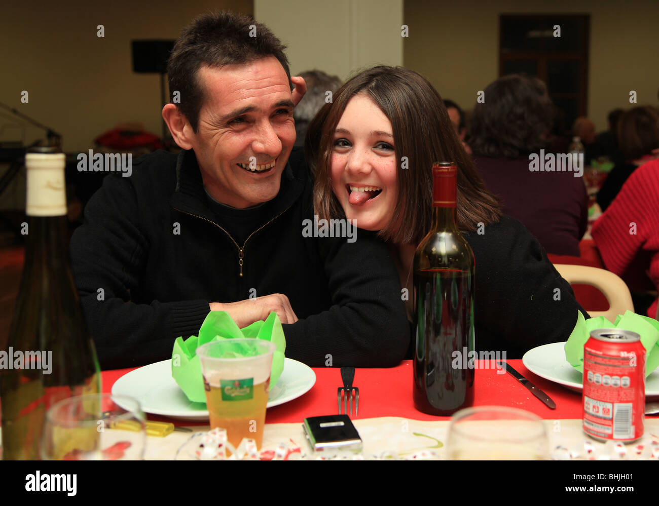 Father and daughter having fun in a restaurant Stock Photo - Alamy