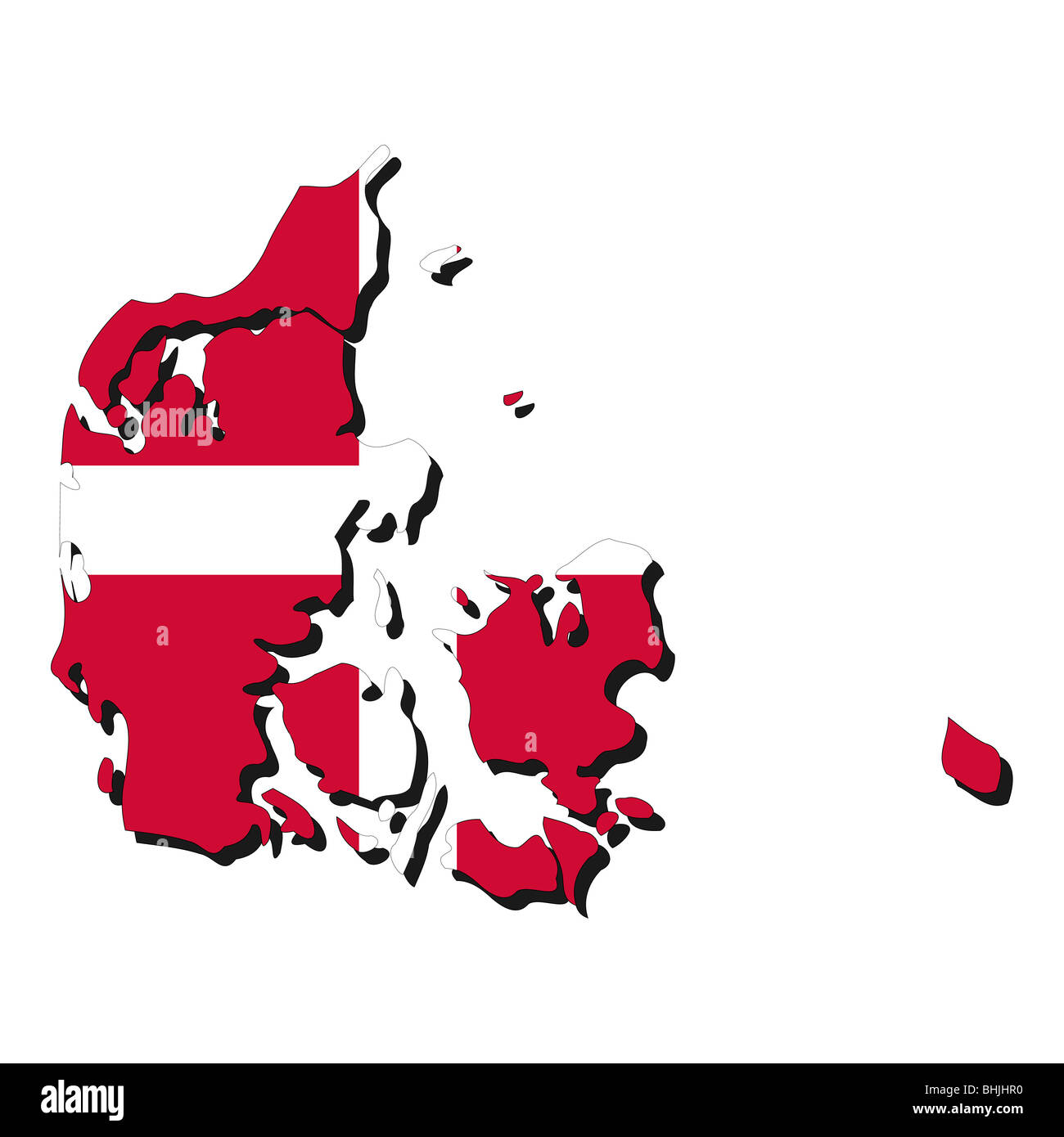 map of Denmark and their flag illustration Stock Photo - Alamy