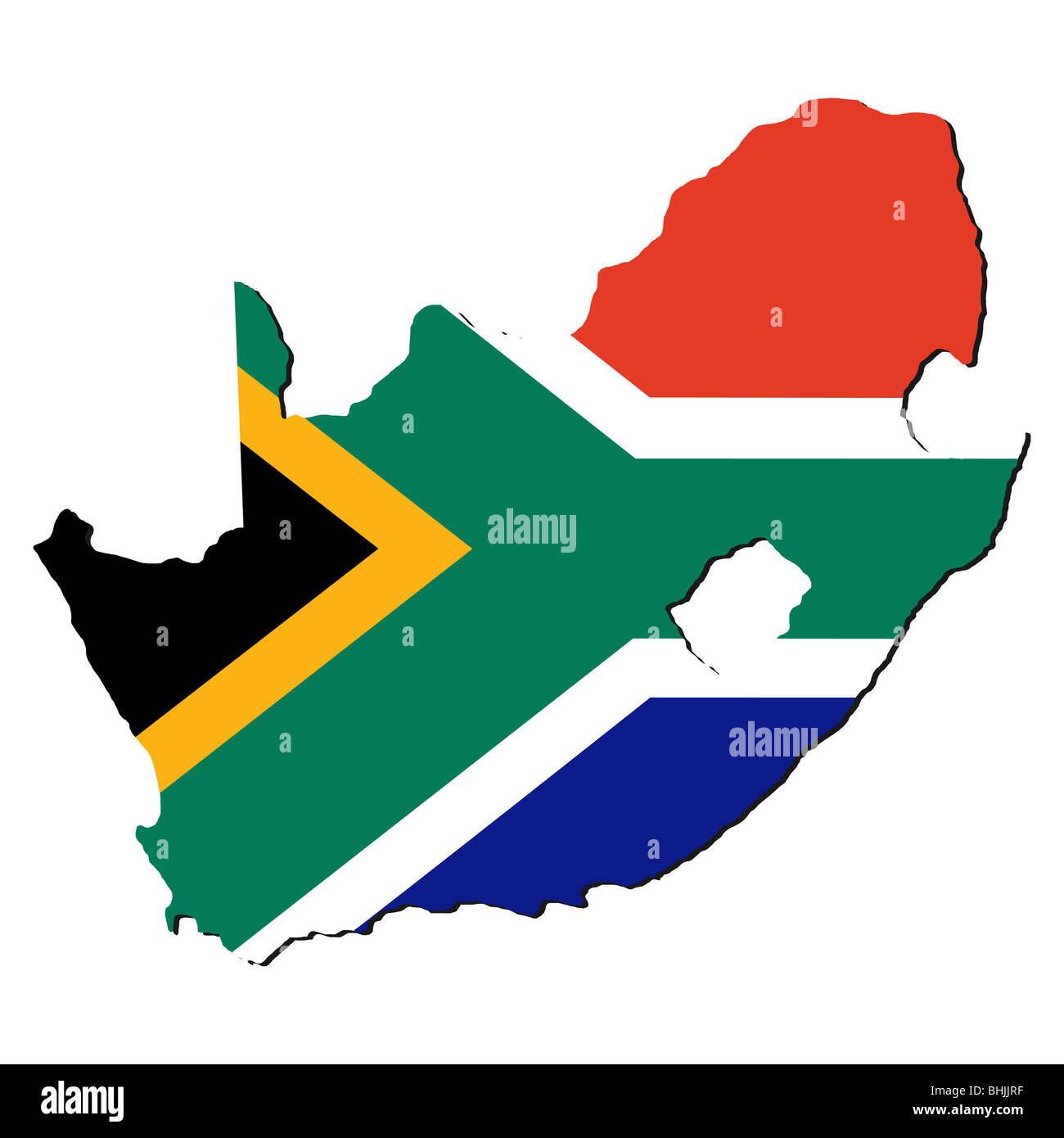 Map of South Africa with South African flag illustration Stock Photo ...