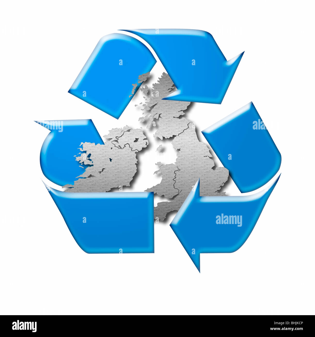 Recycle Symbol surrounding a map of the United Kingdom and Ireland ...