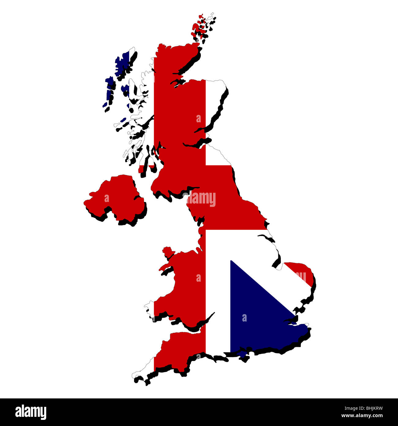 map of Britain and British flag illustration Stock Photo - Alamy