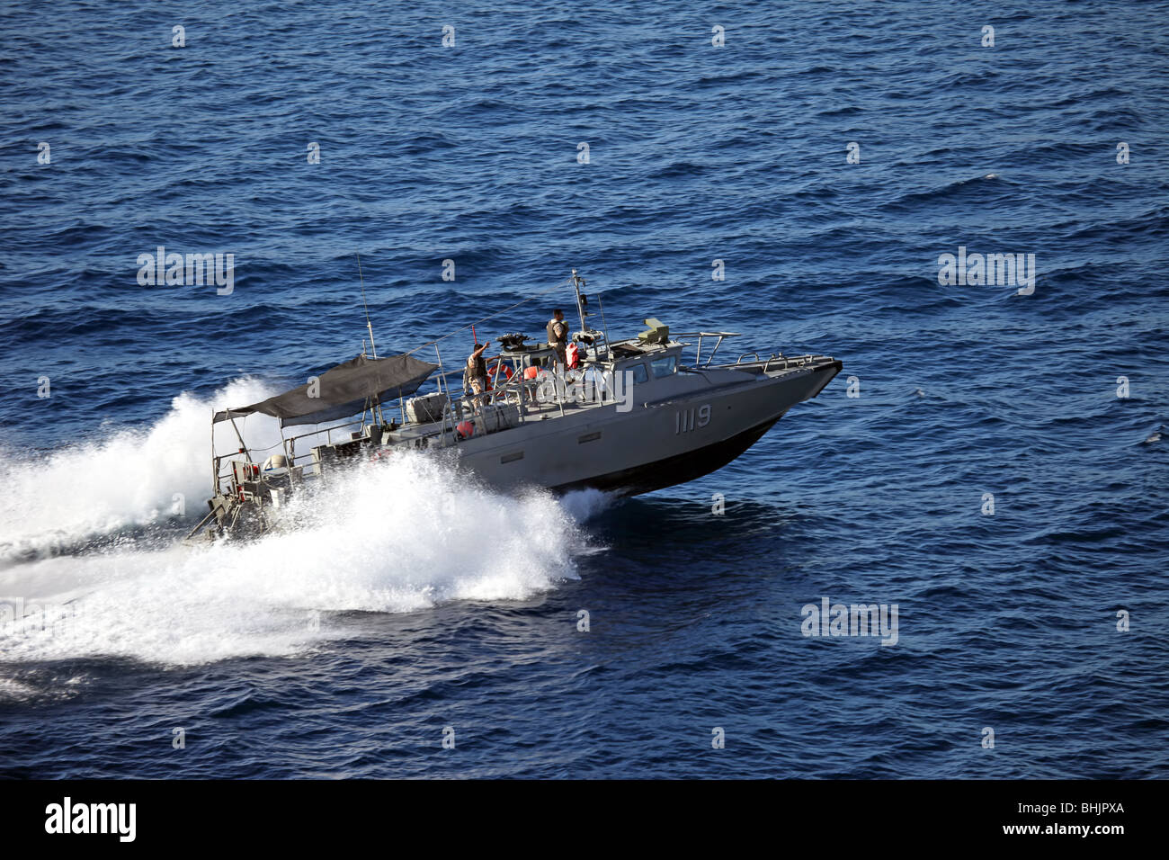 Mexican Navy patrol boat in Pacific Ocean out of port in Cabo San Lucas ...
