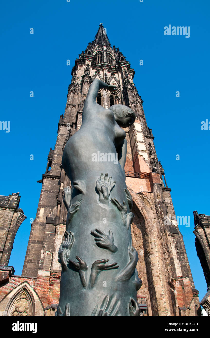 sculpture "Erden Engel", St. Nicolai memorial, Hamburg, Germany Stock ...