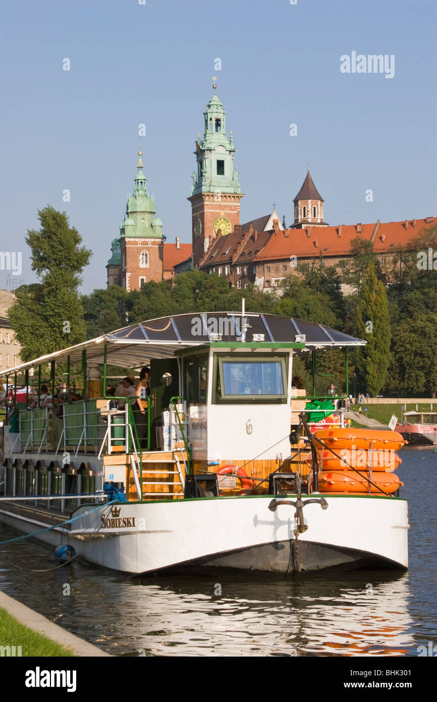 Sightseeing boat, Wawel Castle in Central Cracow Krakow in Poland Stock ...