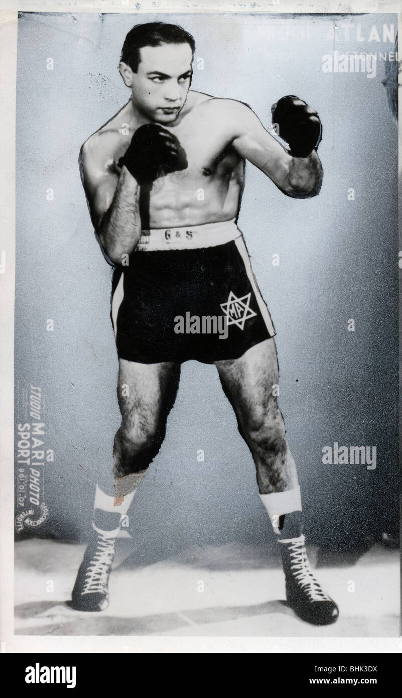 Michael Atlan, Jewish Featherweight Boxer. Artist: Unknown Stock Photo ...