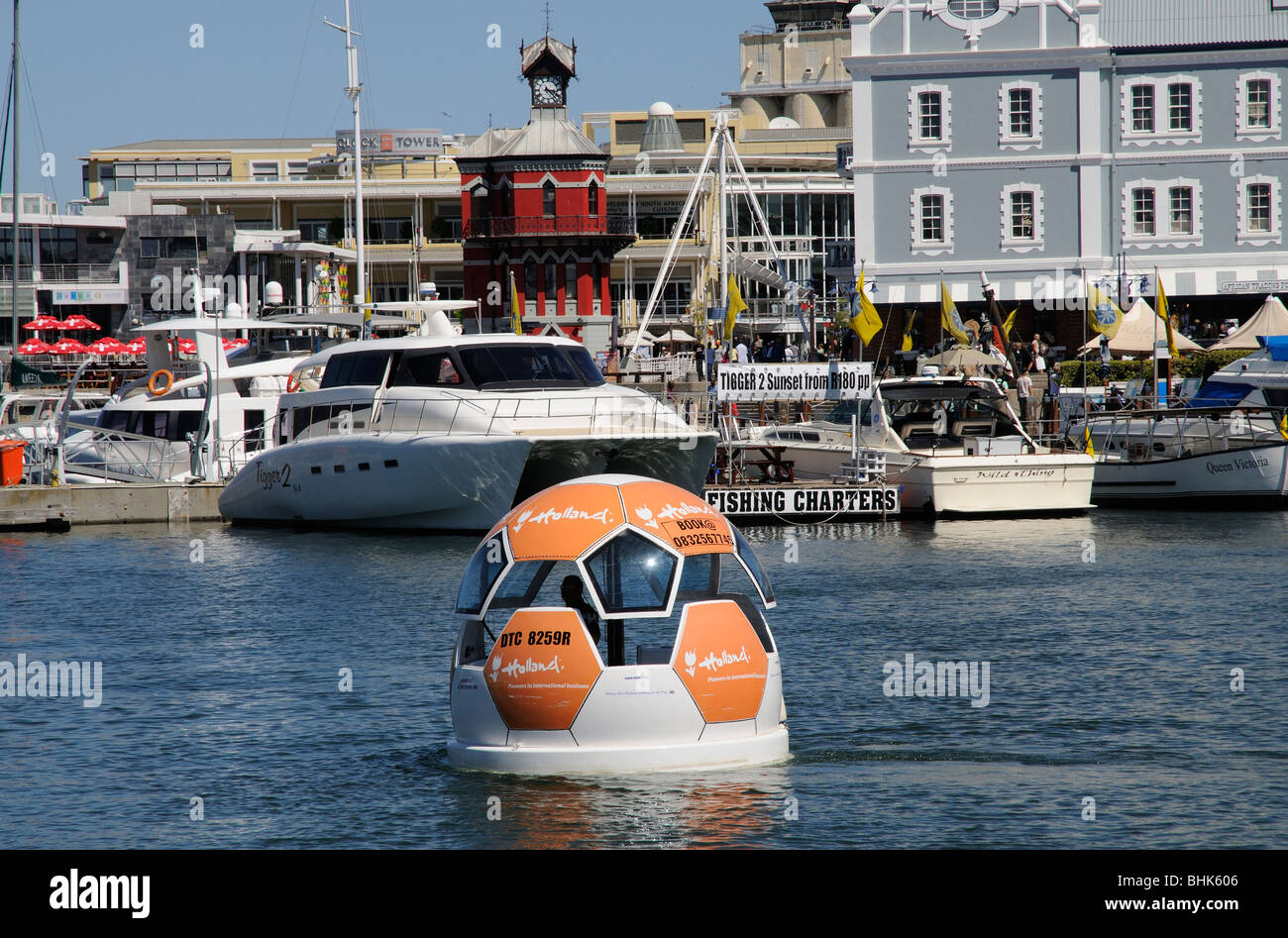 Floating soccer ball on a harbour tour at the V&A waterfront in Cape ...