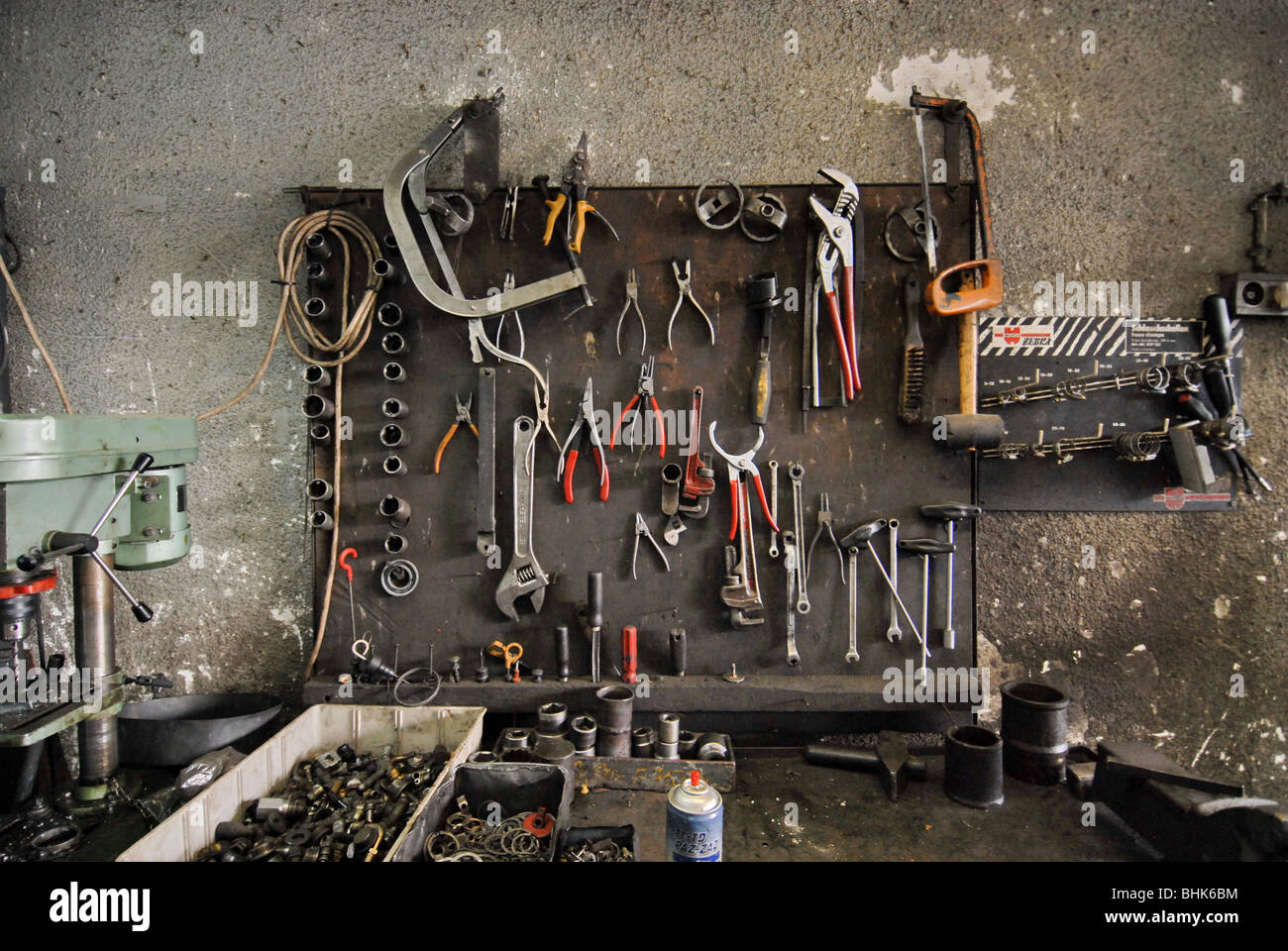 Tools on a workbench Stock Photo - Alamy