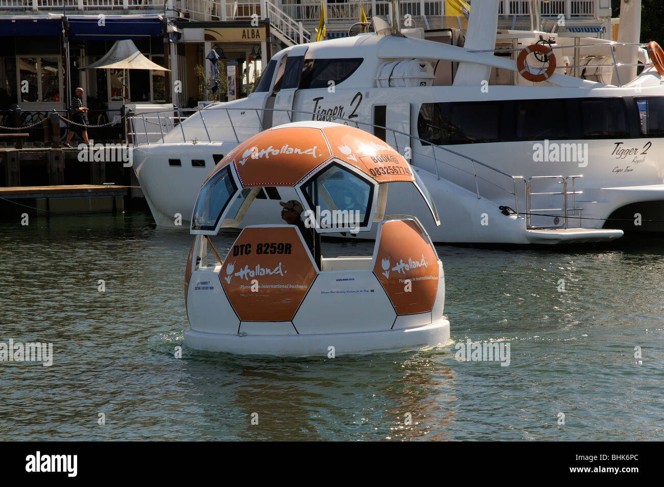 Floating soccer ball on a harbour tour at the V&A waterfront in Cape ...