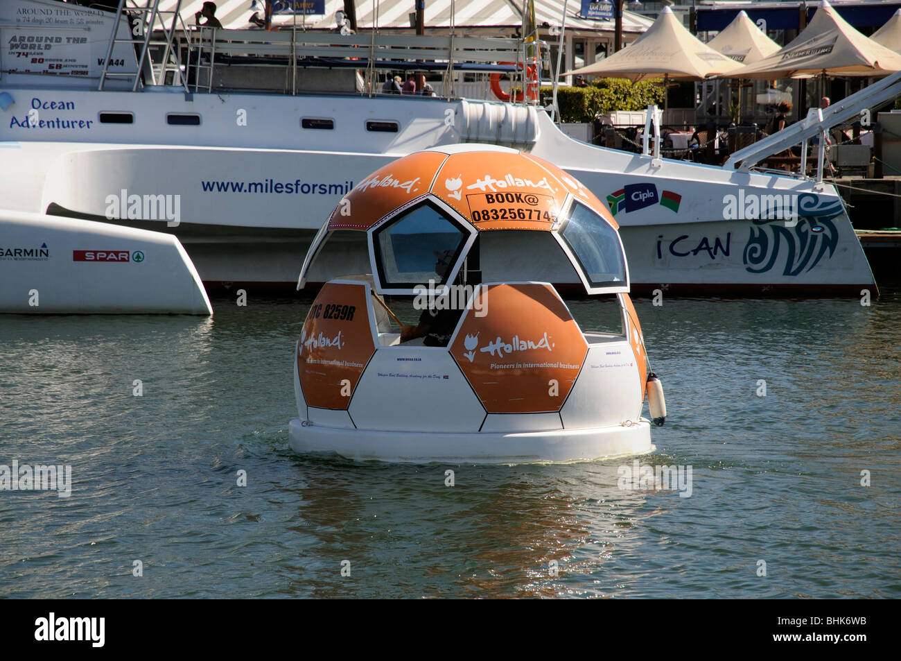 Floating soccer ball on a harbour tour at the V&A waterfront in Cape ...
