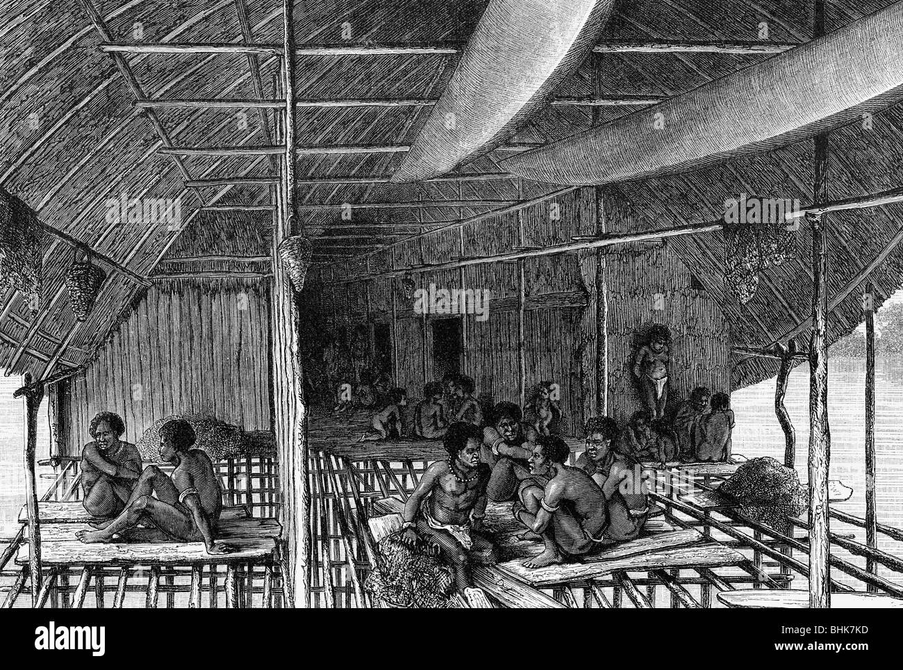 geography / travel, Papua New Guinea, habitation, interior view of a ...