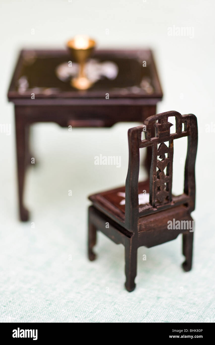 Miniature chair and table Stock Photo - Alamy