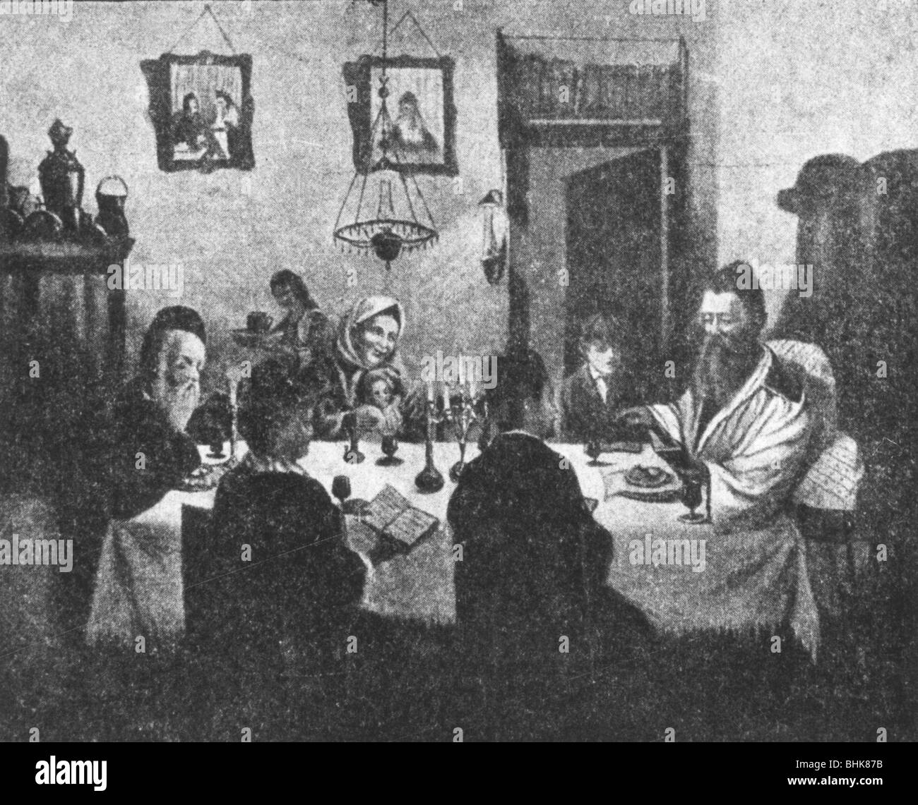Russian Jews at Pesach Seder, c1900. Artist: Unknown Stock Photo - Alamy