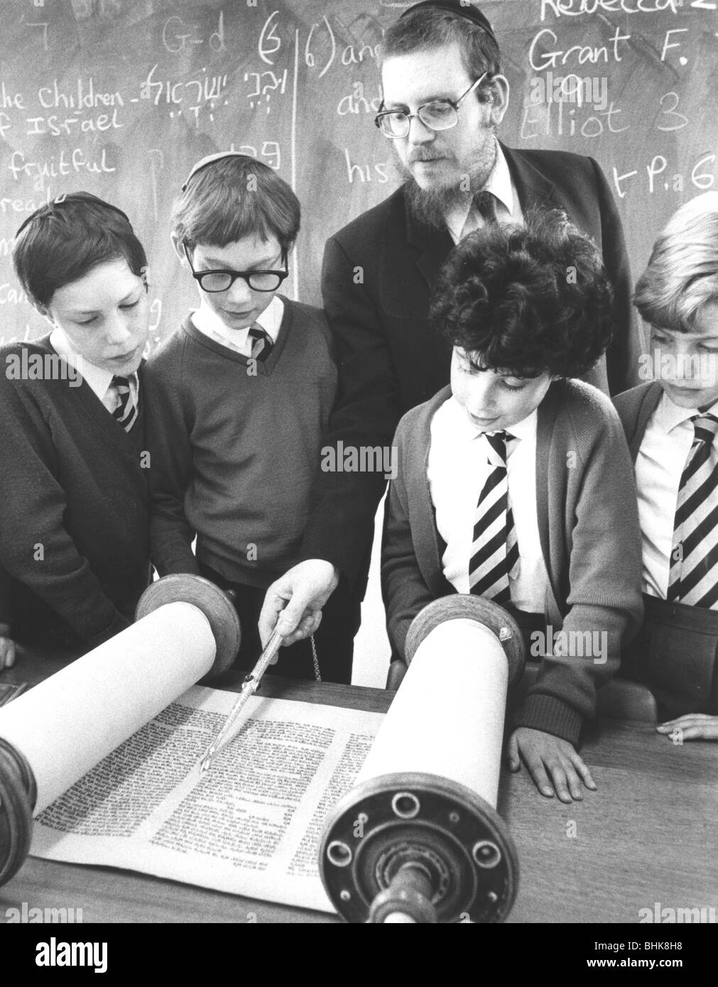 Jewish boys reading the Torah, Britain, 1985. Artist: Unknown Stock ...