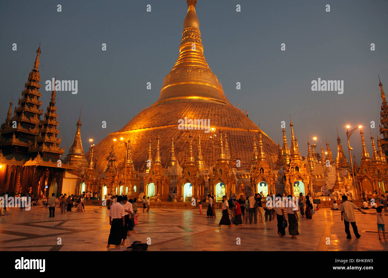 Myanmar Burma Yangon Rangoon Shwedagon Pagoda landmark historic ...