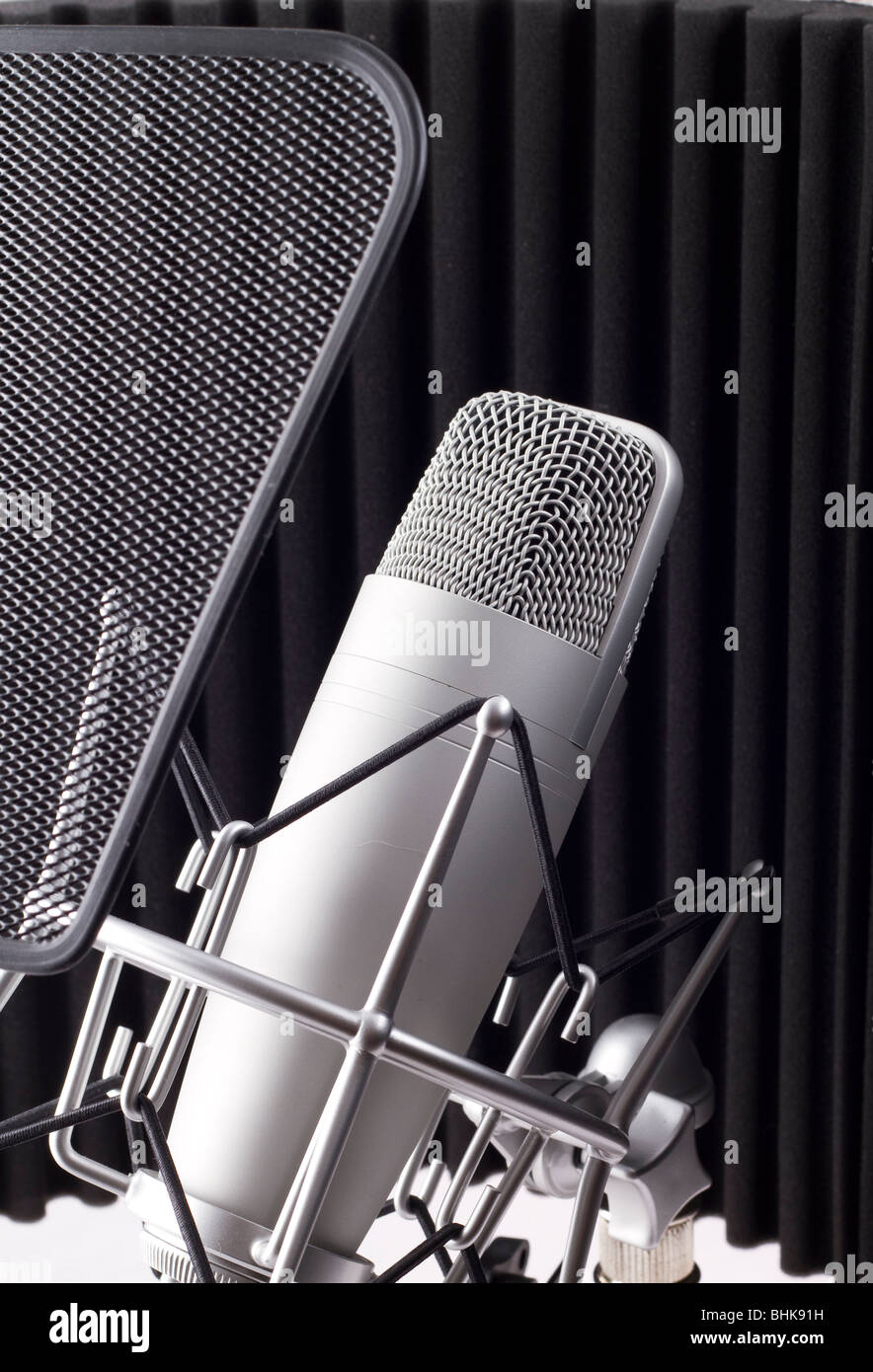 Professional studio microphone on white background Stock Photo - Alamy