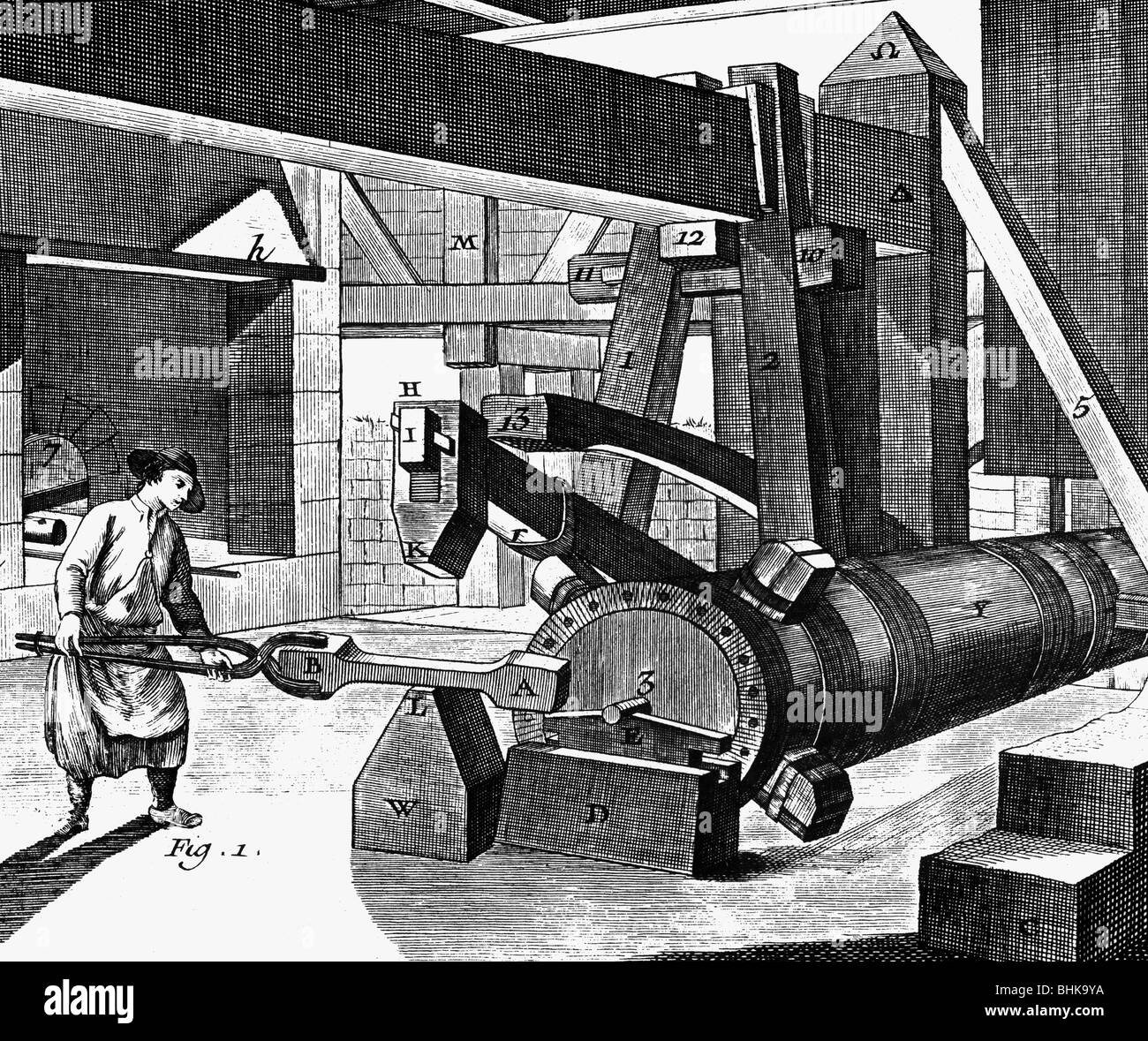 people, professions, smith, blacksmith at work in a hammer mill ...