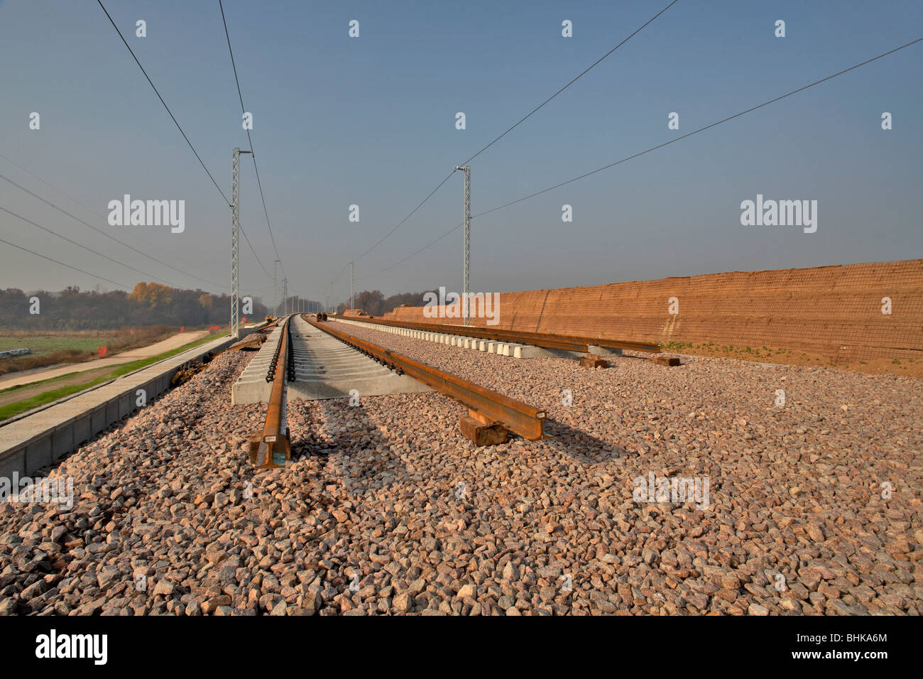 Laying Railroad Tracks, Construction Site of High Speed Railway from ...