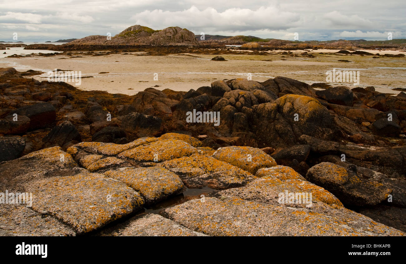 View of the beach at Fionnphort on the western side of the Isle of Mull ...
