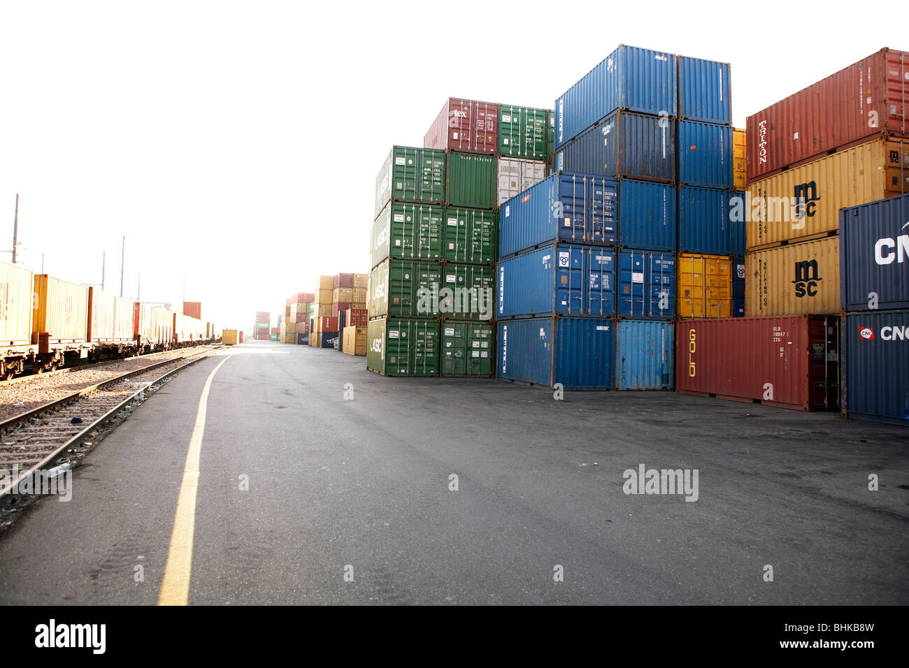 Stacks of cargo containers Stock Photo - Alamy