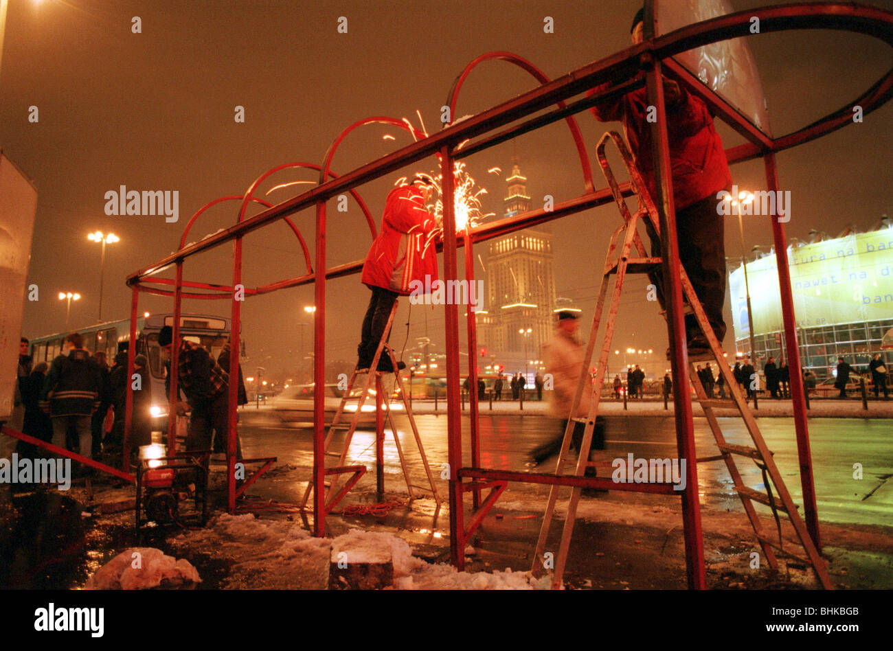 Bus stop renovation, Warsaw, Poland Stock Photo - Alamy