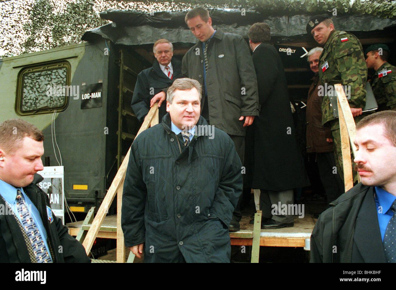 Polish president Aleksander Kwasniewski visiting the Multinational ...