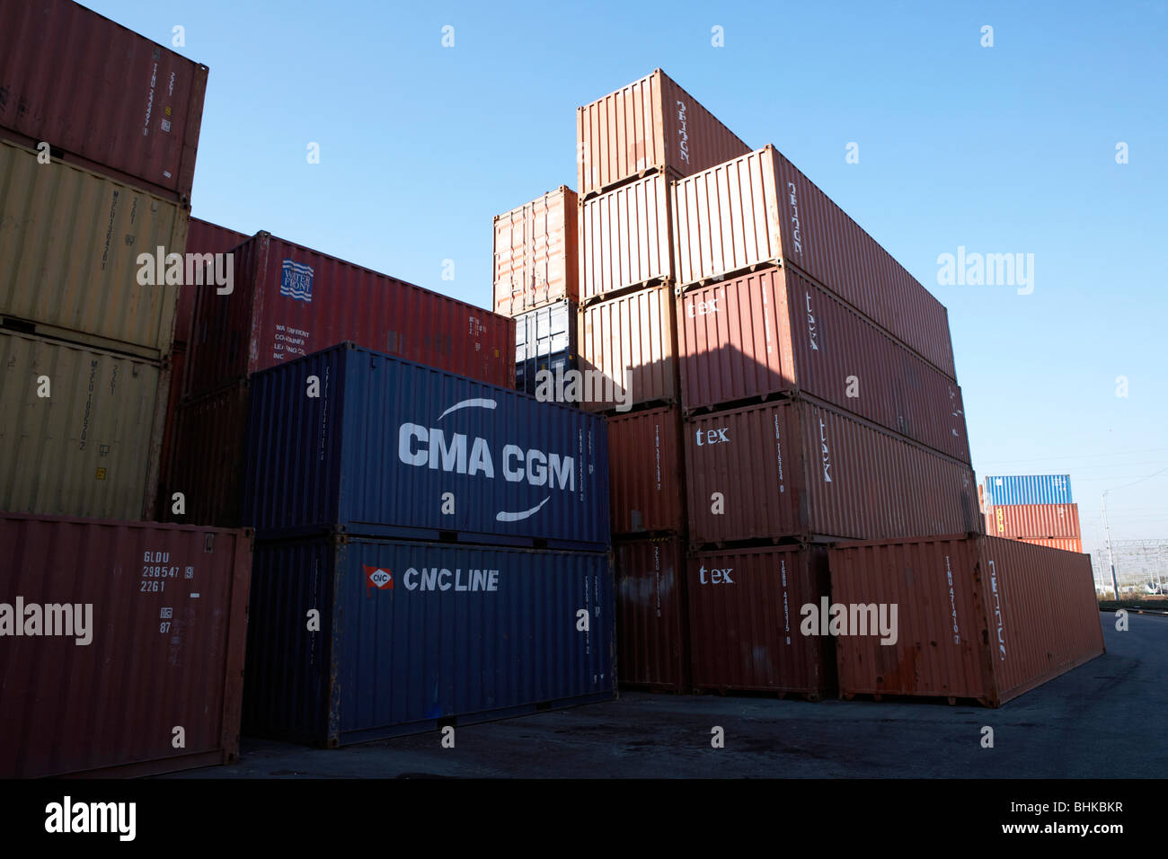 Stacks of cargo containers Stock Photo - Alamy