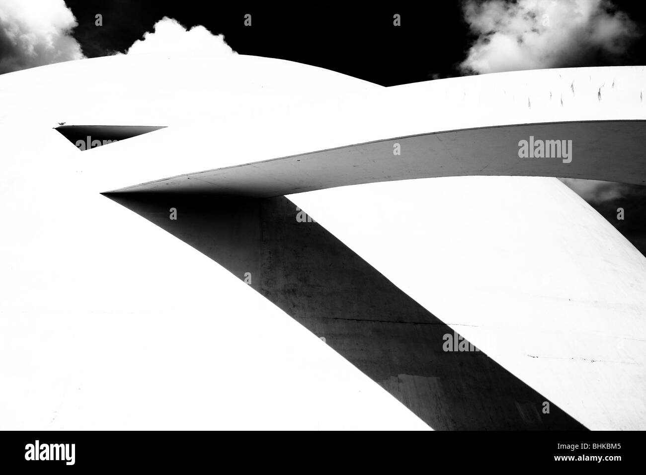 Detail in hi contrast of the National Museum of Brazil in Brasilia ...