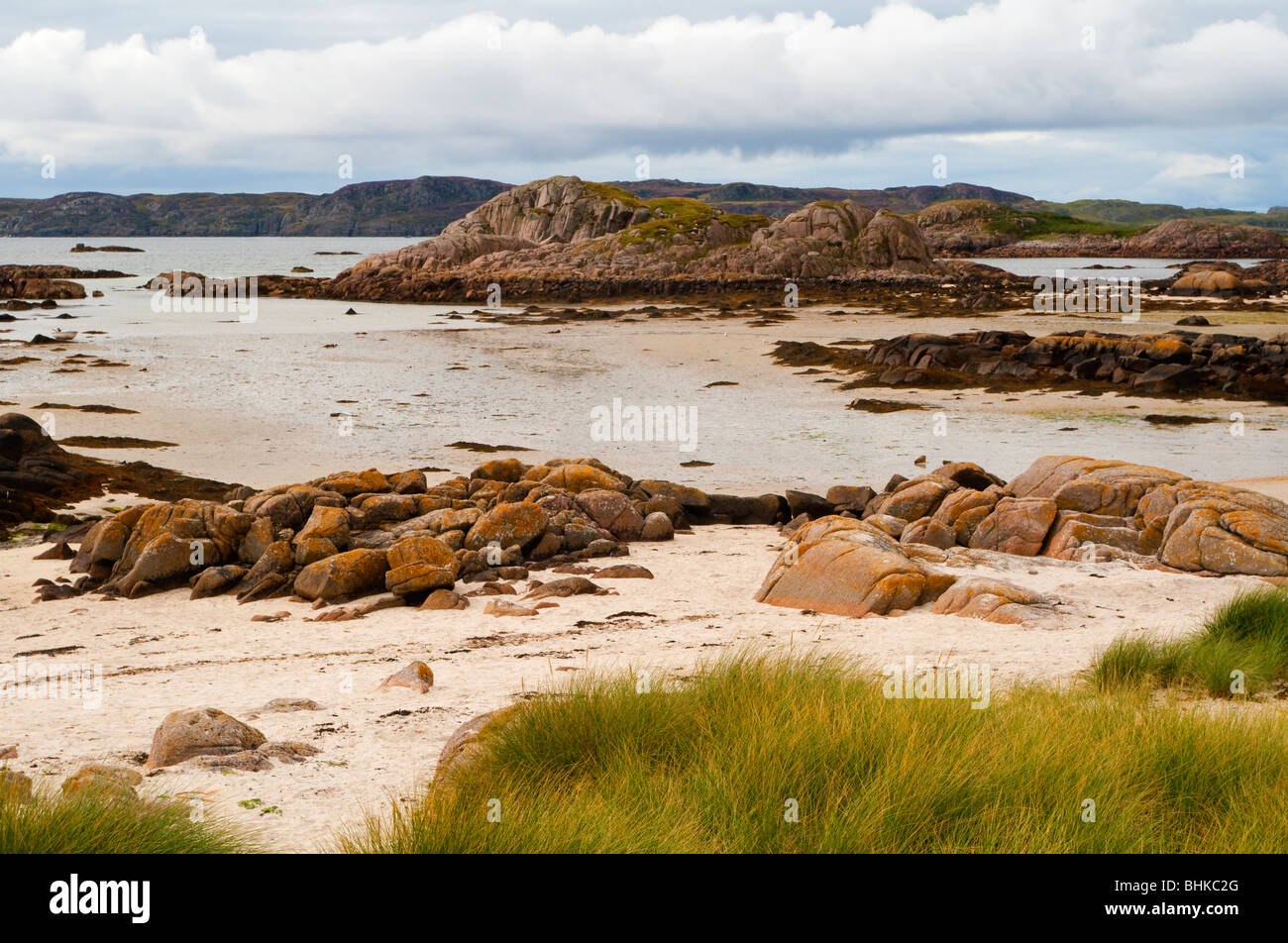 View of the beach at Fionnphort on the western side of the Isle of Mull ...