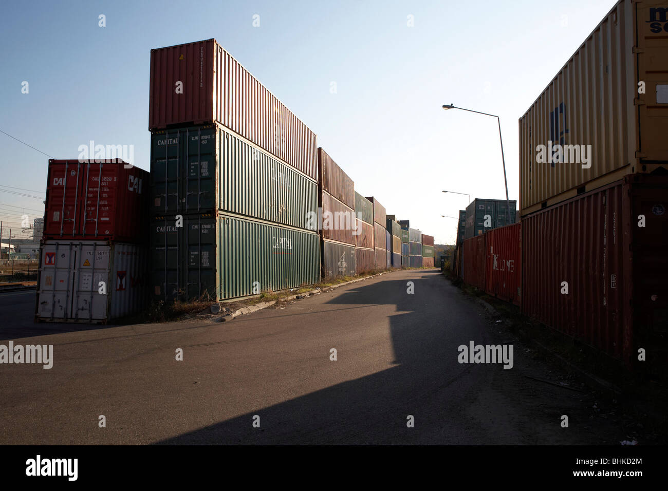 Stacks of cargo containers Stock Photo - Alamy