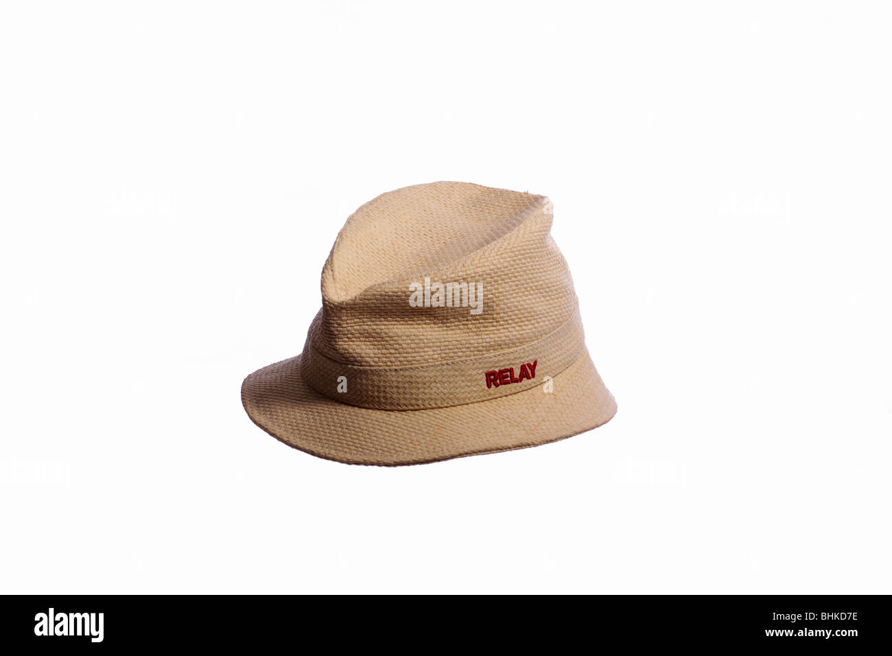 Modern woven straw short-brimmed hat for men. Isolated Stock Photo - Alamy