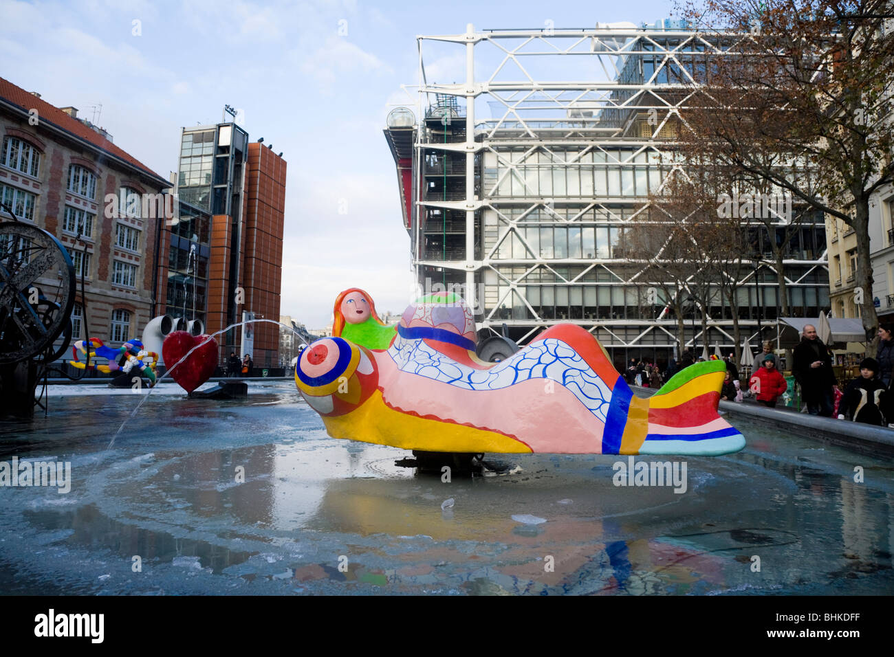 Exhibit of modern art / sculpture outside – in the pond / pools – at he ...