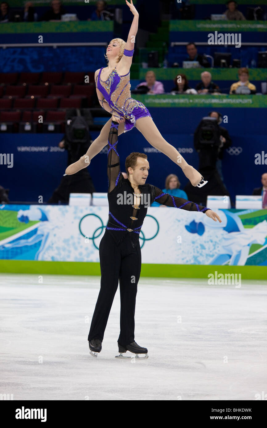 Caydee Denney and Jeremy Barrett (USA) competing in the pairs free the ...
