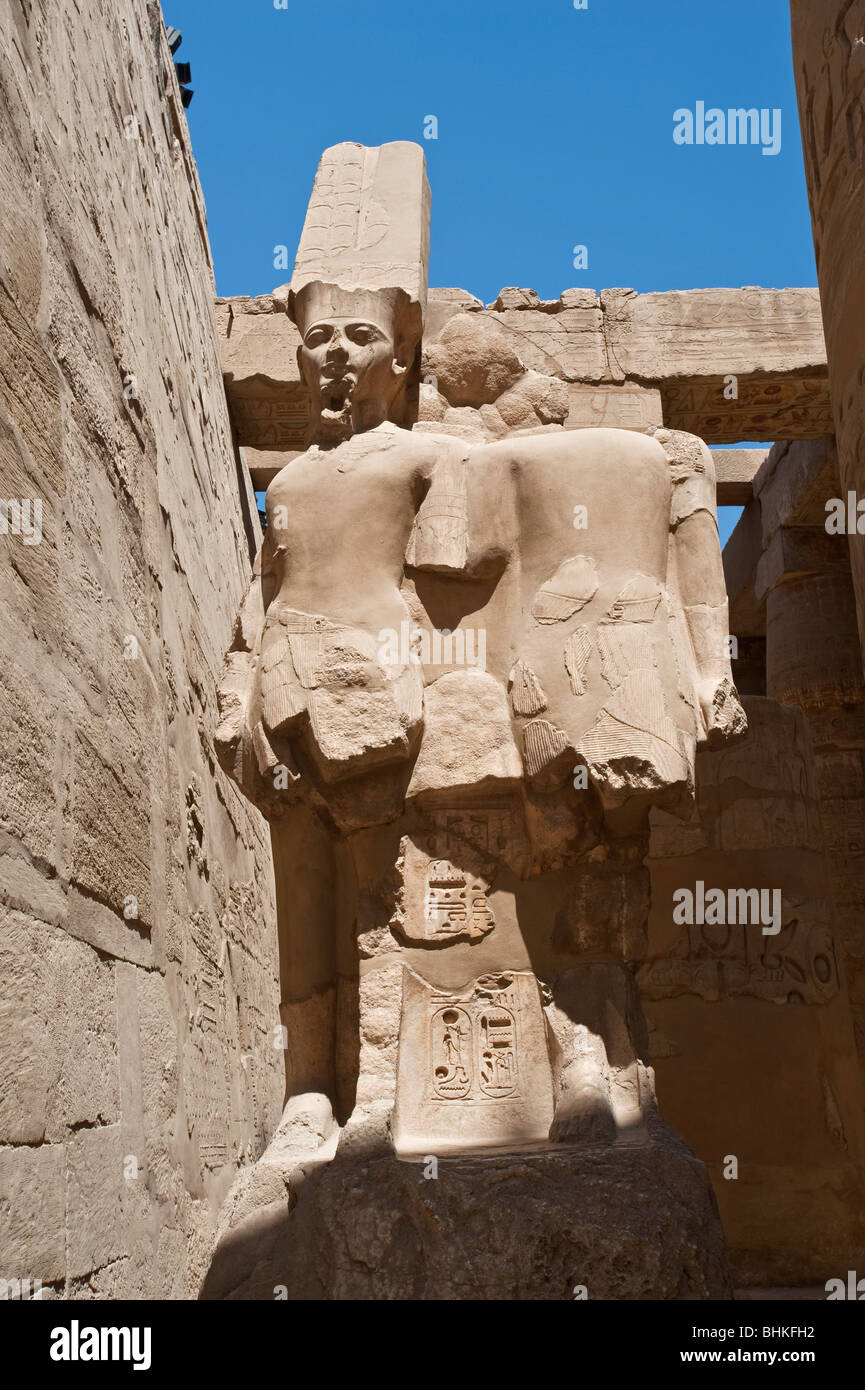 Statue of the Deity Amun Ra in the Great Hypostyle Hall, Karnak Temple Complex, Luxor, Egypt ...