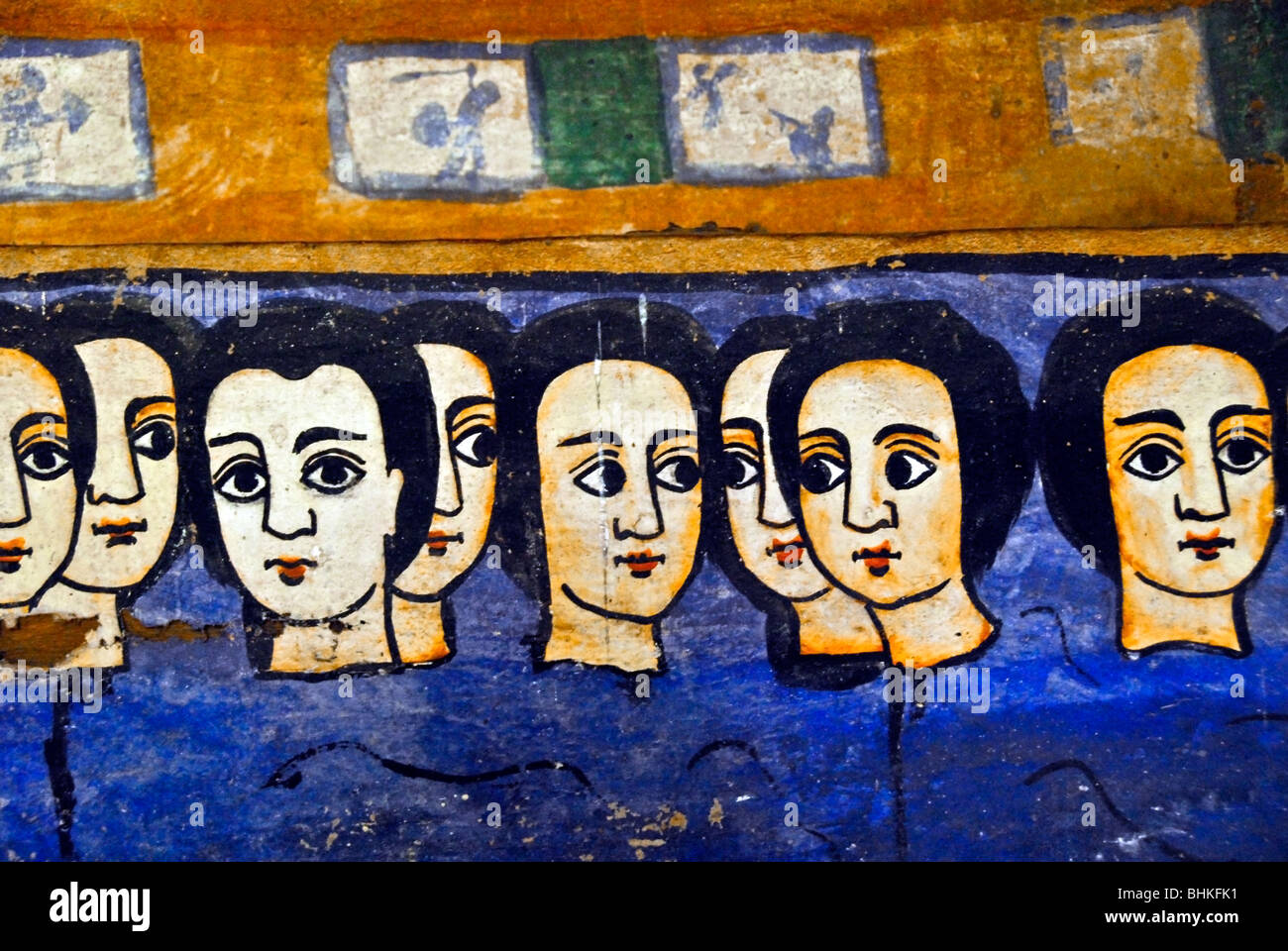 Detail of painting depicting beheaded martyrs in an Ethiopian Orthodox ...