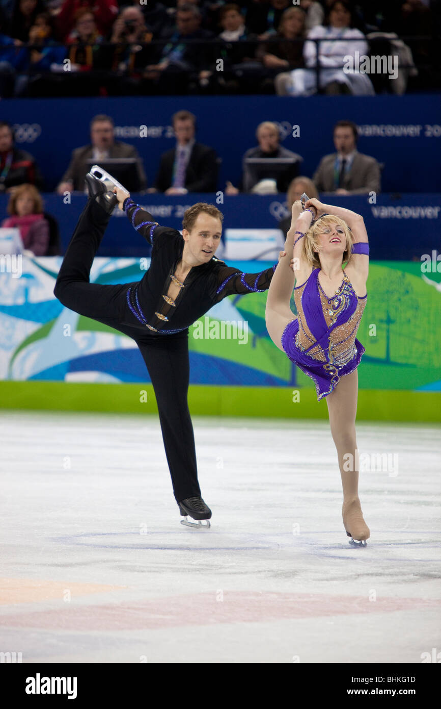 Caydee Denney and Jeremy Barrett (USA) competing in the pairs free the ...