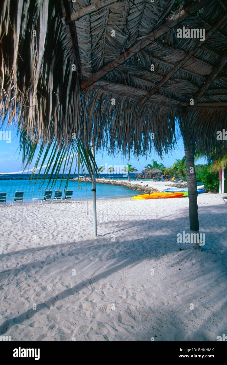 Beach View from Under a Palapa, Aruba Stock Photo - Alamy