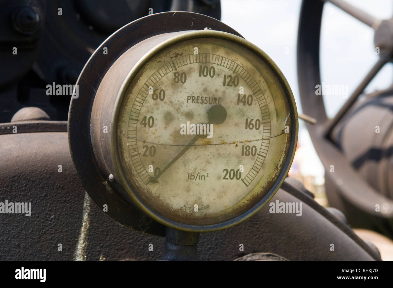Pressure gauge on a steam engine with a cracked glass front Stock Photo ...