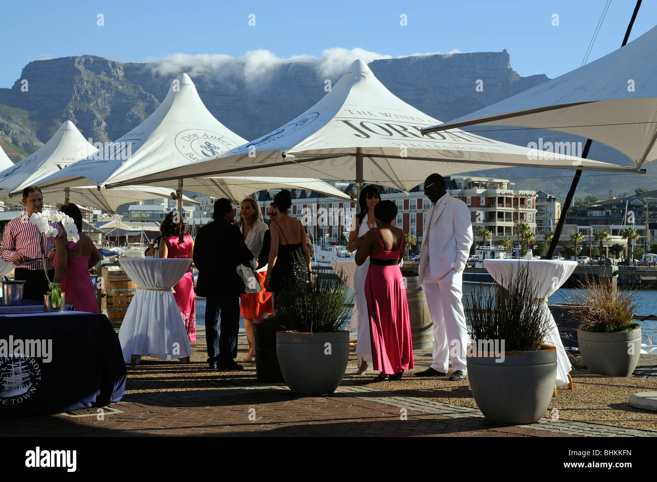 Party goers at the V&A Waterfront below Table Mountain Cape Town South ...